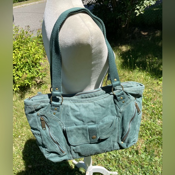 Fossil | Bags | Fossils Genuine Classic Green Denim Shoulder Bag Zb994 ...